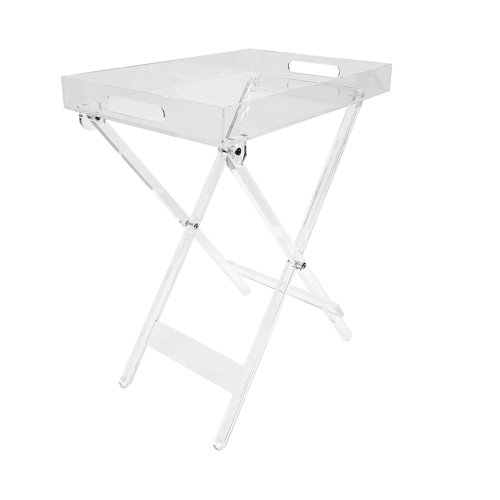 Orren Ellis Clear Furniture Acrylic Folding Tray Table, Acrylic Side Table, Transparent Acrylic ...